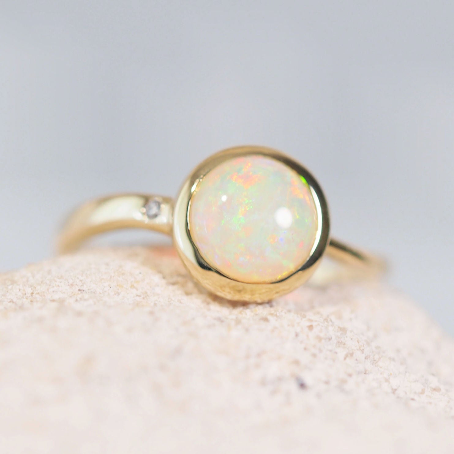 'Anna' Australian Crystal Opal Gold Ring - Black Star Opal