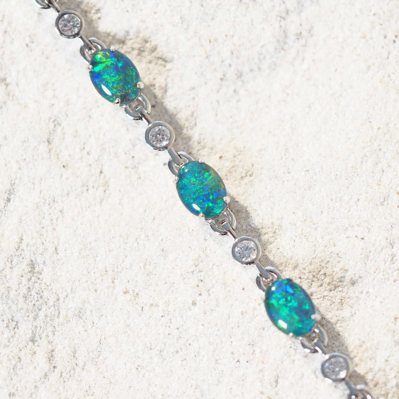'Starlight Blue' Silver Opal Bracelet - Black Star Opal