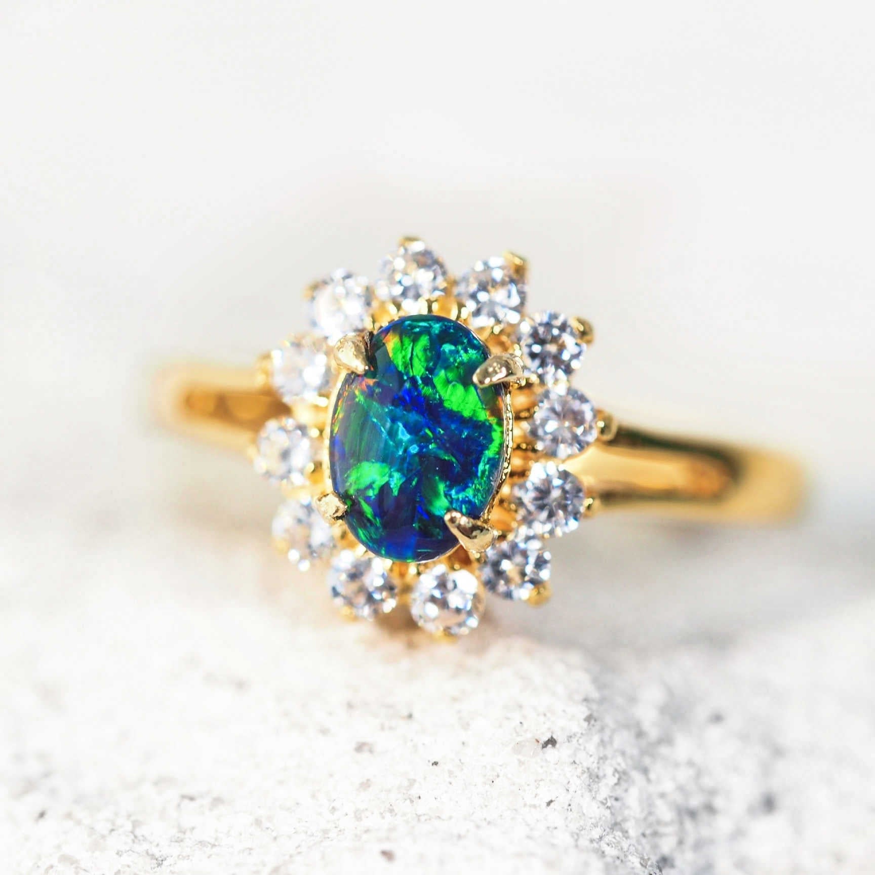 'Princess Blue' Triplet Opal Ring - Black Star Opal