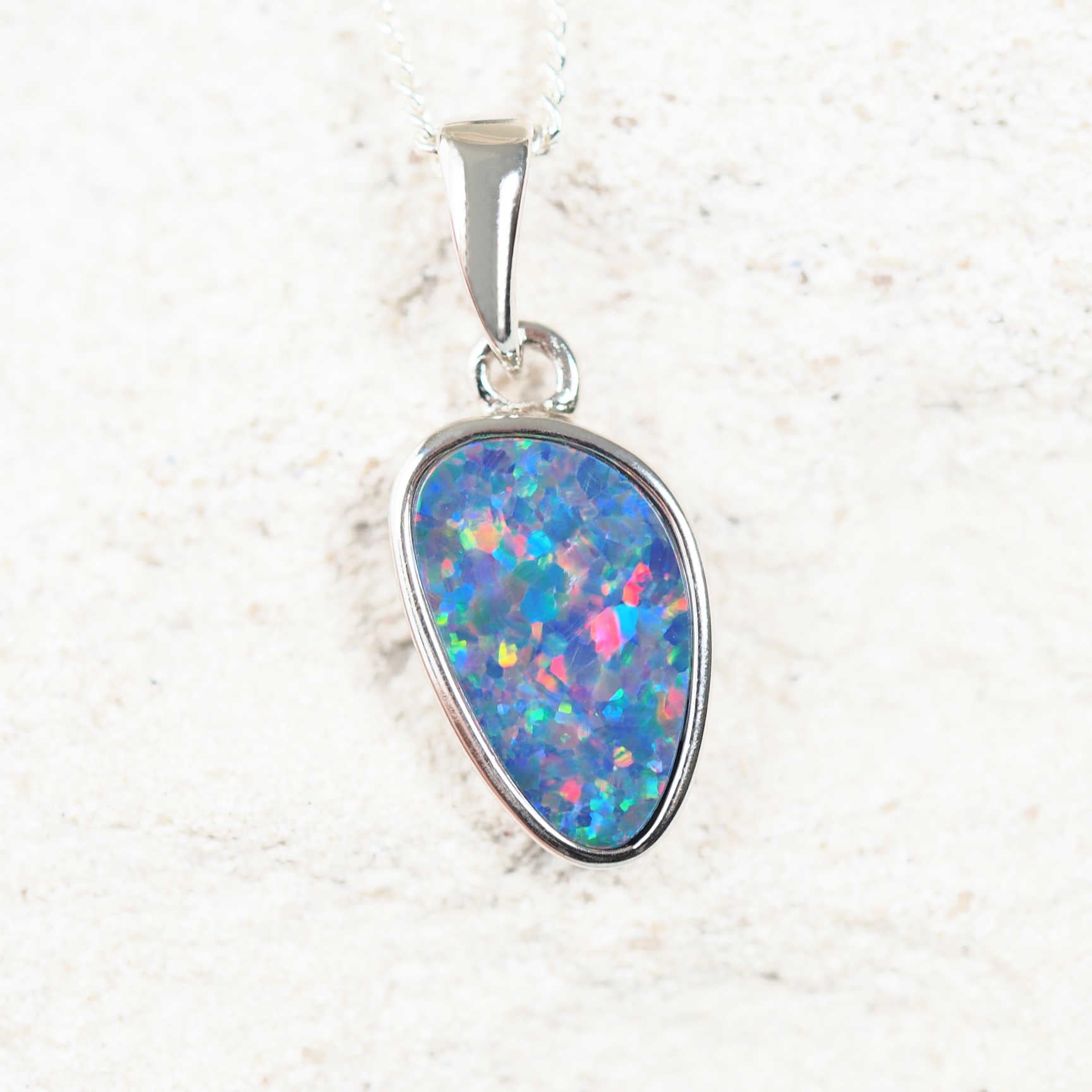 'Rhea' Australian Opal Pendant Silver - Black Star Opal