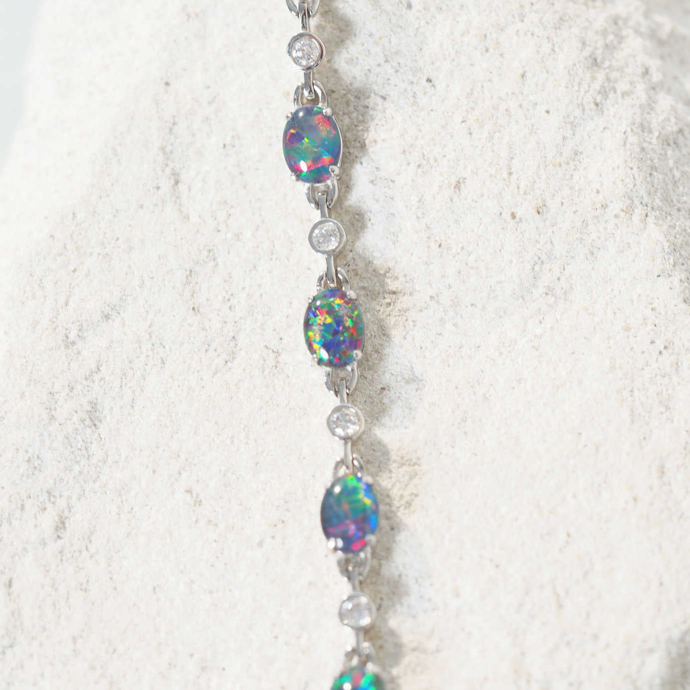 'Starlight' Opal Bracelet Sterling Silver - Black Star Opal