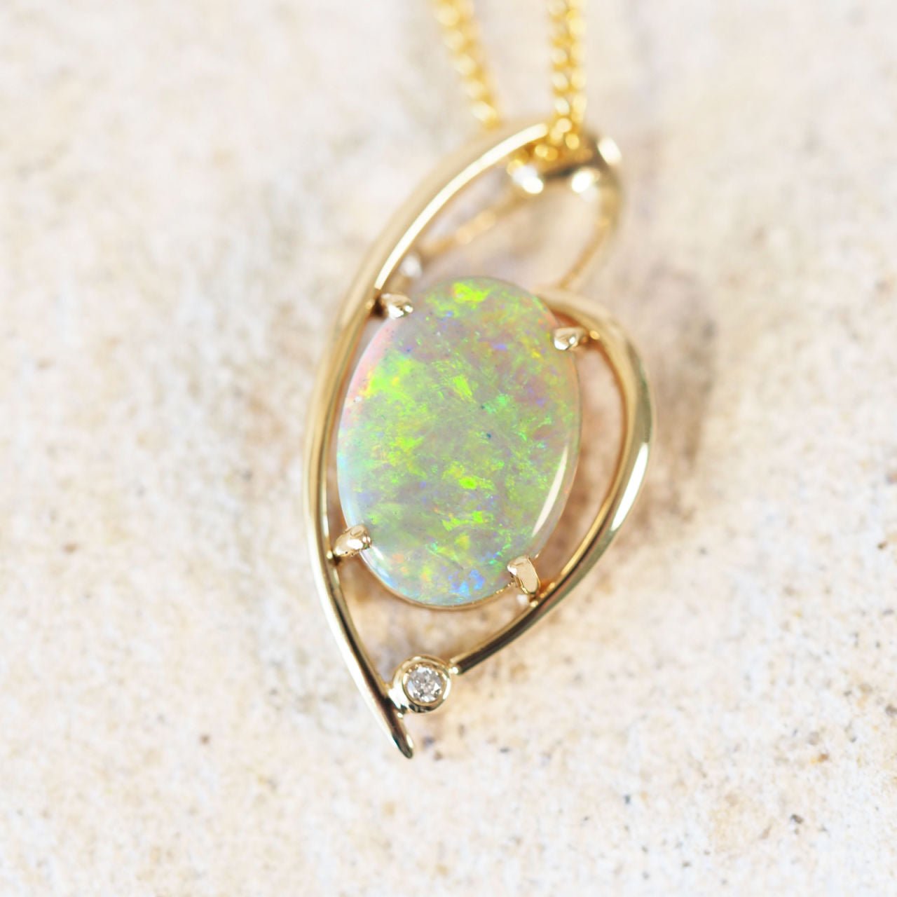 'Kimora' Australian Opal Gold Necklace - Black Star Opal