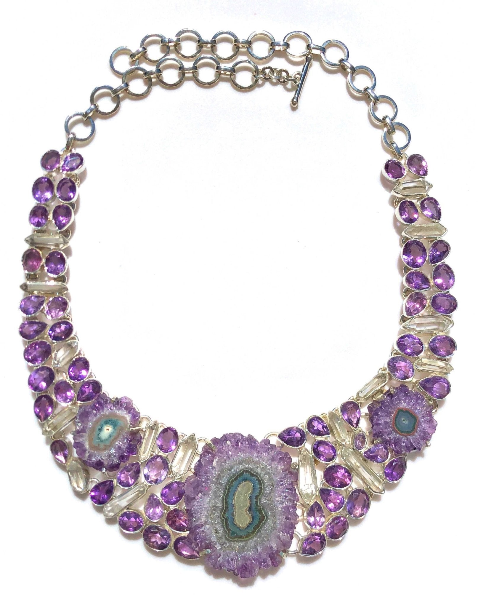 'Lilac Queen' Amethyst & Quartz Necklace - Black Star Opal