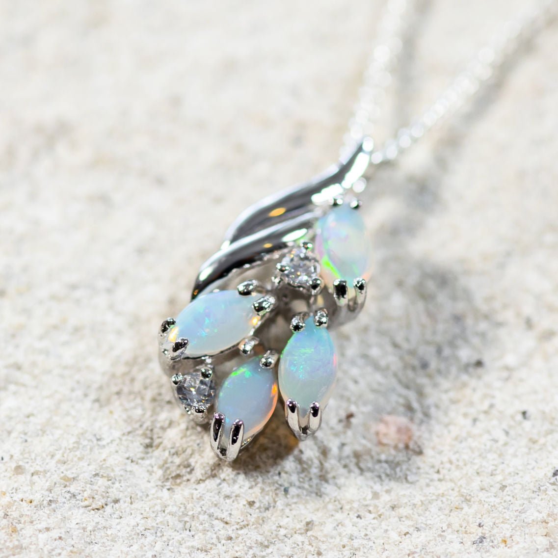'Marisol Blue' Crystal Opal Silver Pendant - Black Star Opal